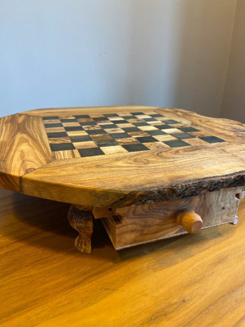 A Perfect Gift Handmade Chess Board With Pieces RUSTIC OLIVE WOOD ...
