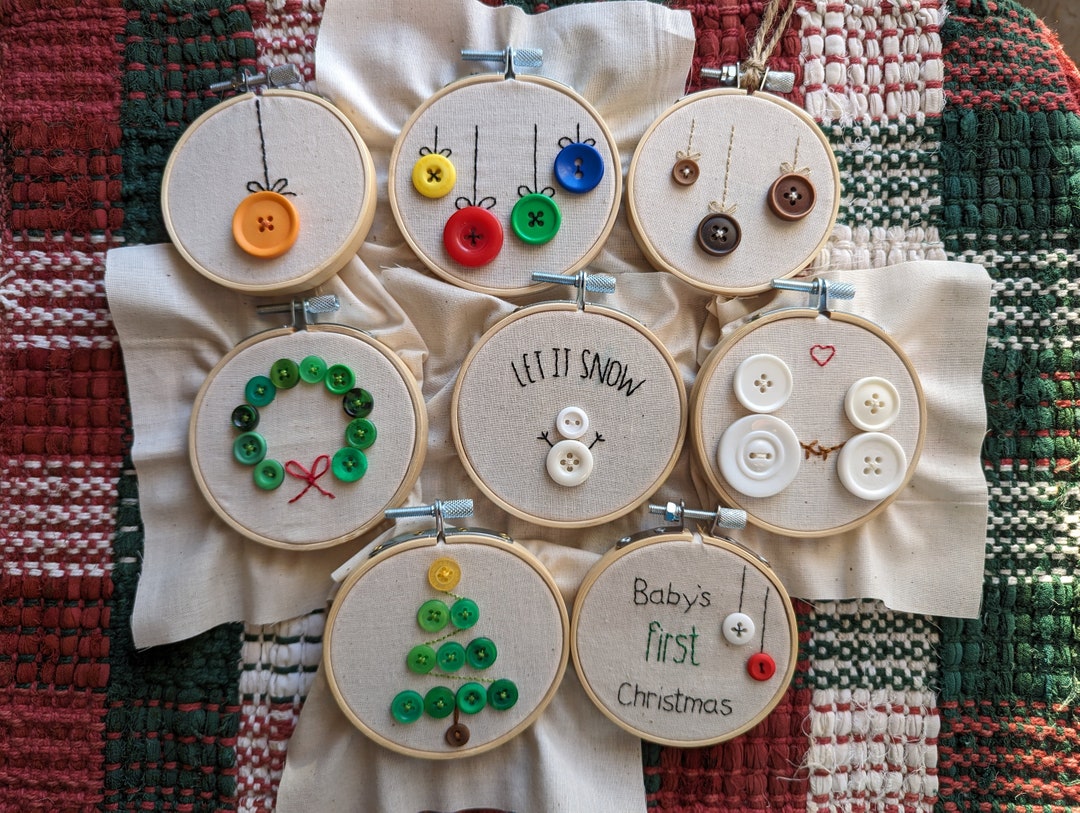 Individual Embroidered Button 3" Hoops | Finished Button Embroidery ...