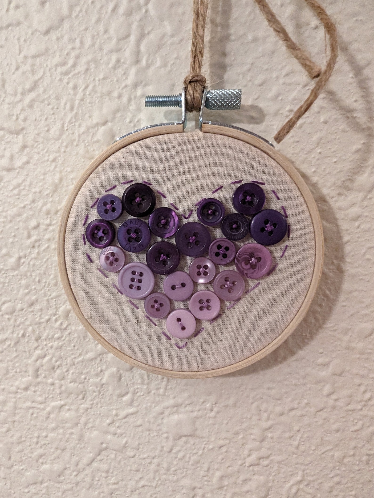 Full Heart 3 Embroidered Hoop Finished Button Embroidery - Etsy