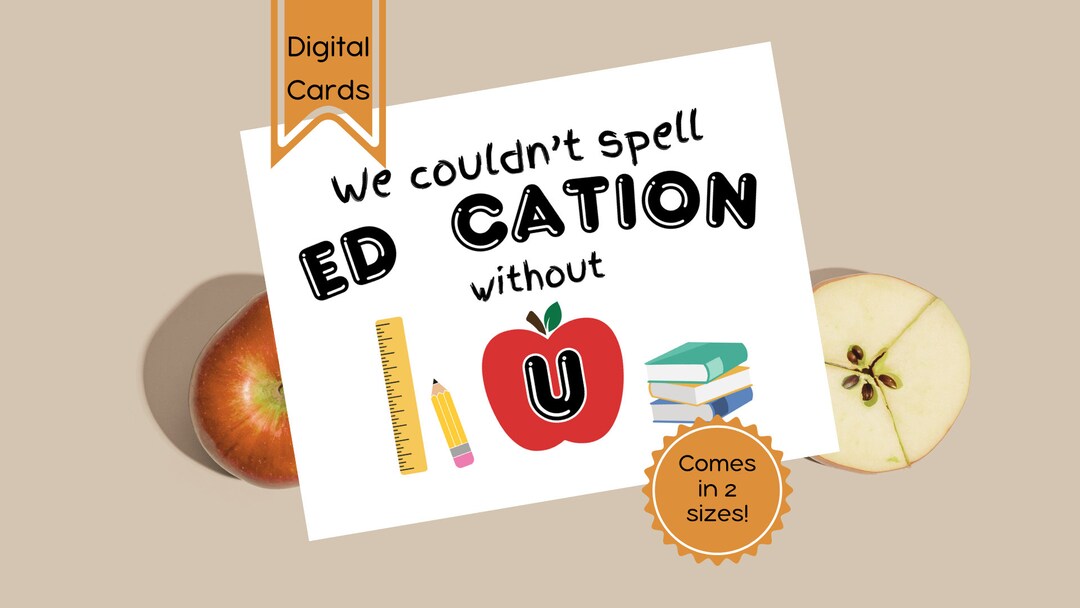 Teacher education Apple Printable Thank You Card PDF Without Year End ...