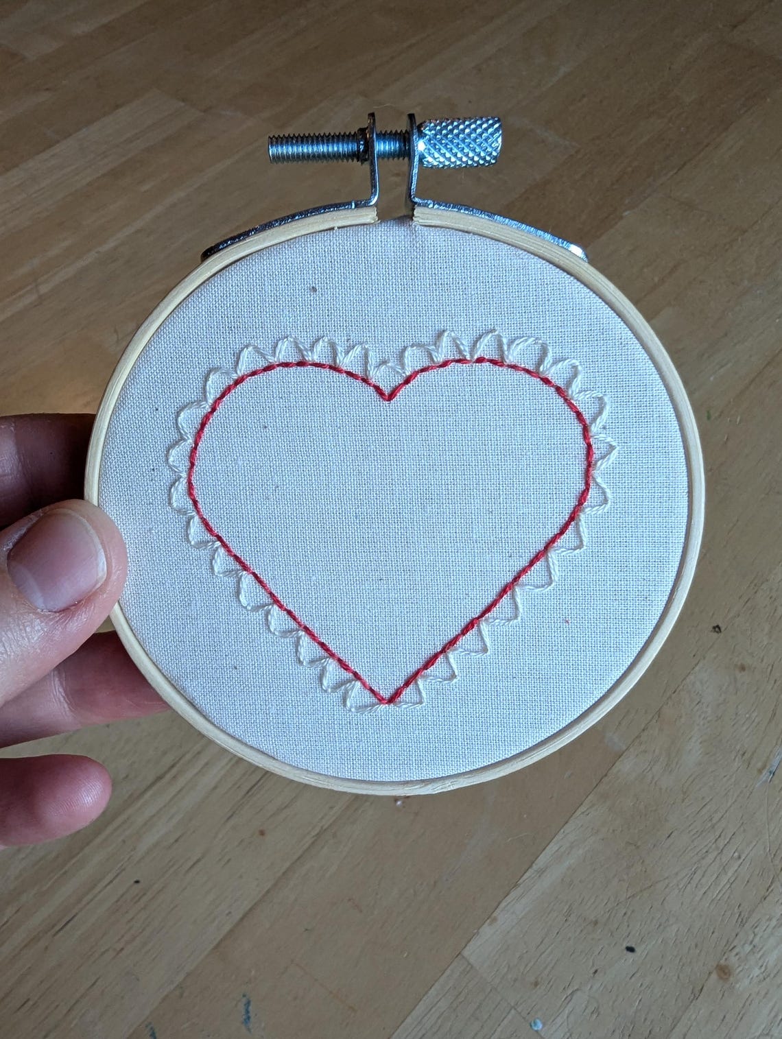 Frilly Bordered Heart 3" Embroidery Hoop | Finished Embroidery - Etsy