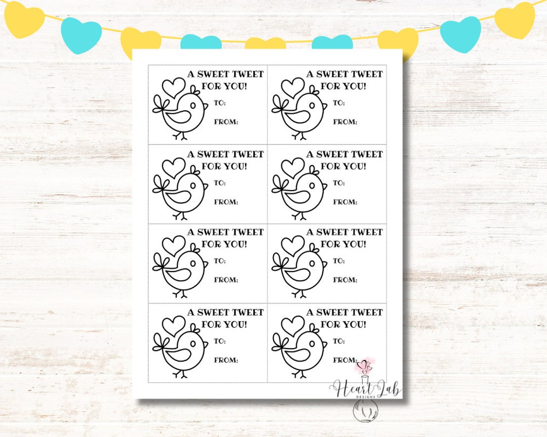 Printable Sweet Tweet Bird Classroom Valentine Cards for Kids | Ready ...
