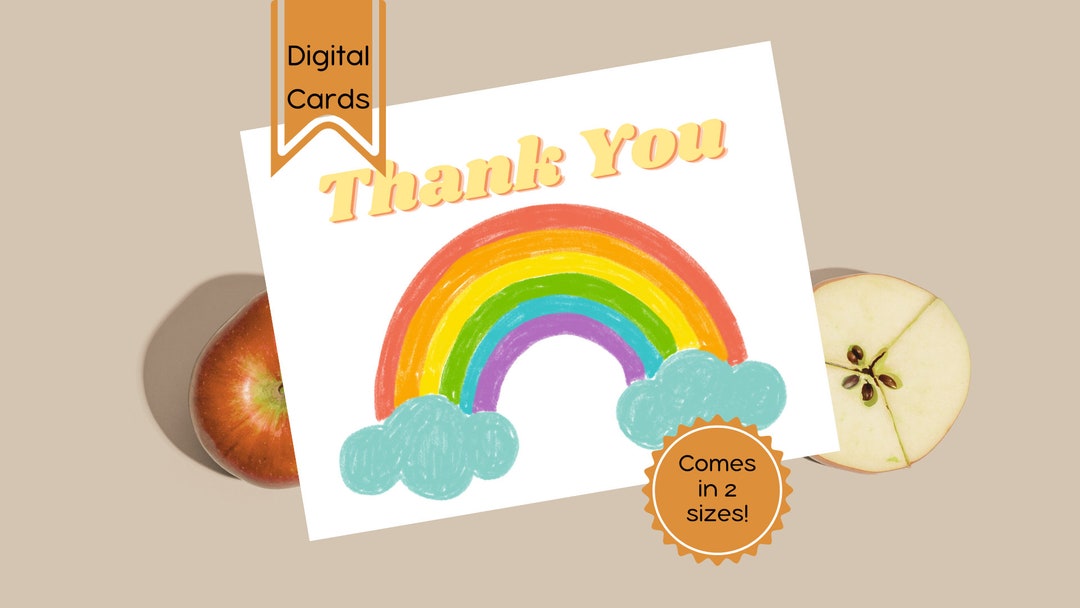 Rainbow Printable Blank Thank You Card PDF | Digital Download - Etsy