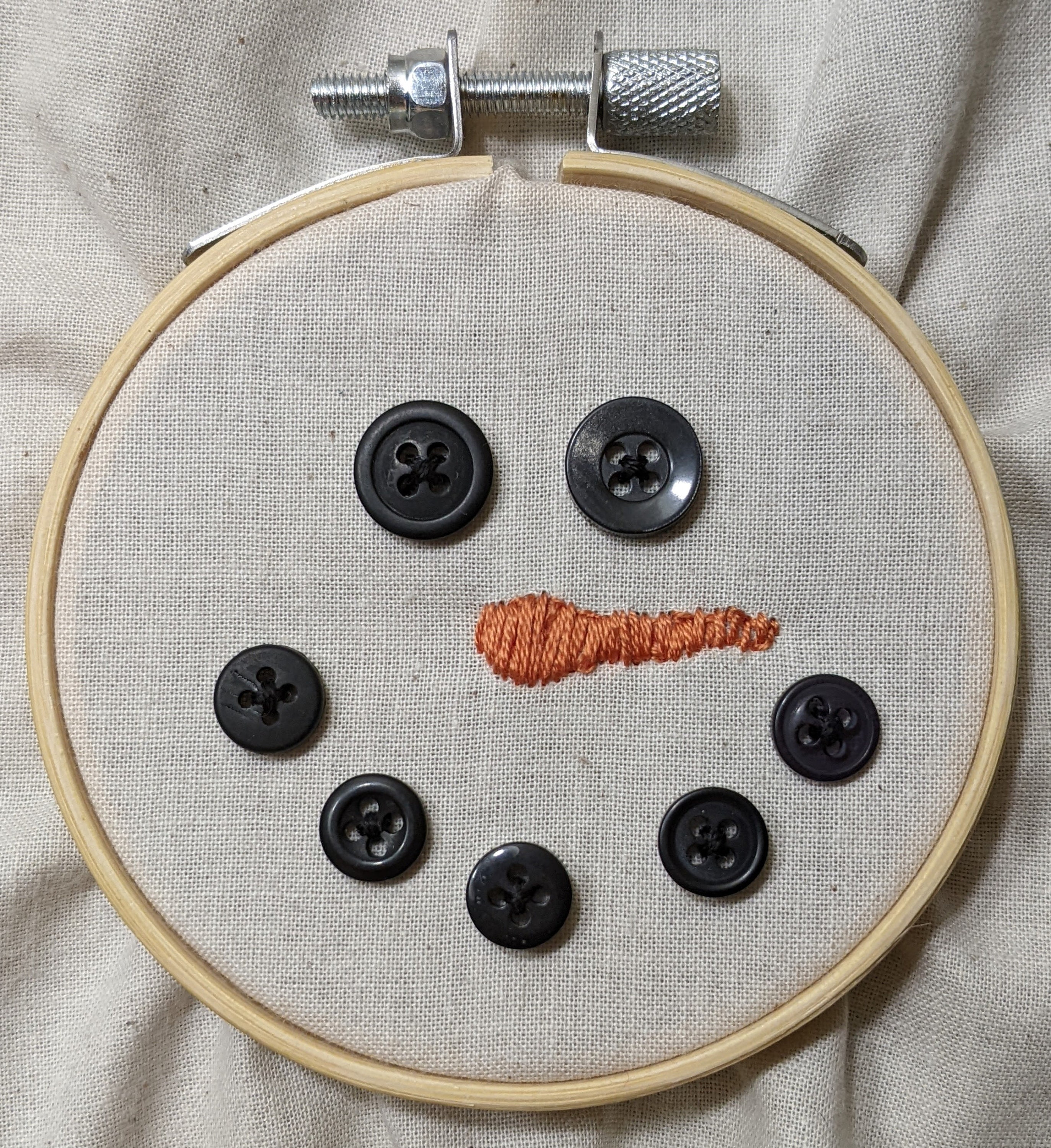Snowman 3 Embroidered Hoop Finished Button Embroidery - Etsy