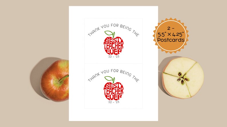 Teacher Apple Printable Blank Thank You Card PDF | With and Without ...