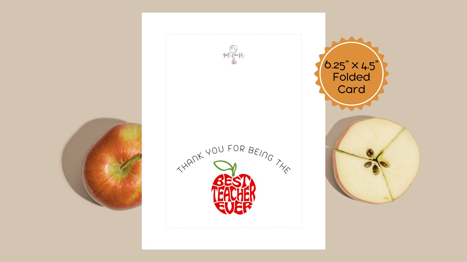 Teacher Apple Printable Blank Thank You Card PDF | Digital Download - Etsy