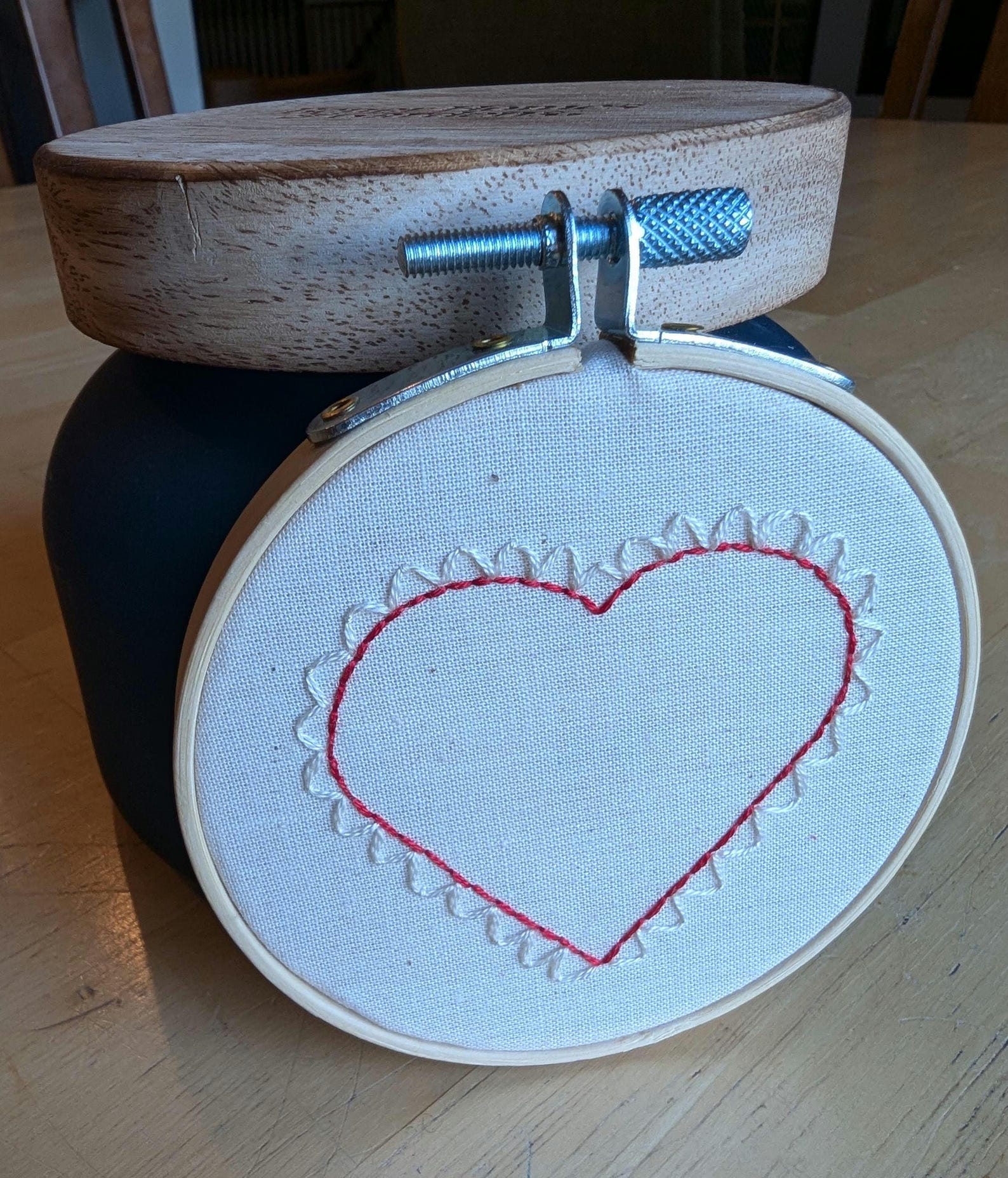 Frilly Bordered Heart 3" Embroidery Hoop | Finished Embroidery - Etsy