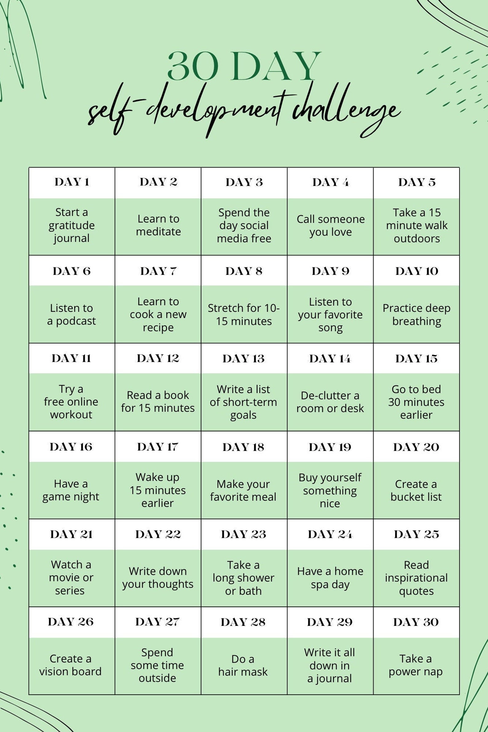 Self Development 30 Day Challenge - Etsy