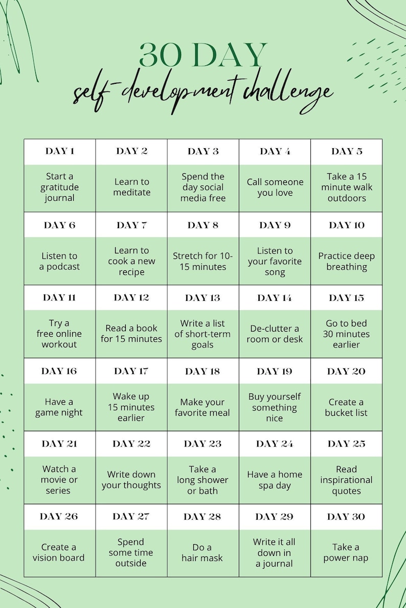 Self Development 30 Day Challenge - Etsy