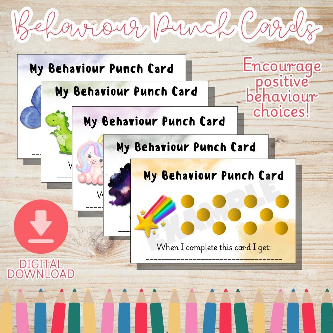 Printable Behaviour Punch Cards for Kids | Reward Chart | Classroom ...