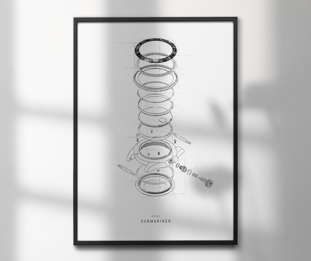 Exploded View of the the Rolex Submariner High-quality Watch Art Prints ...