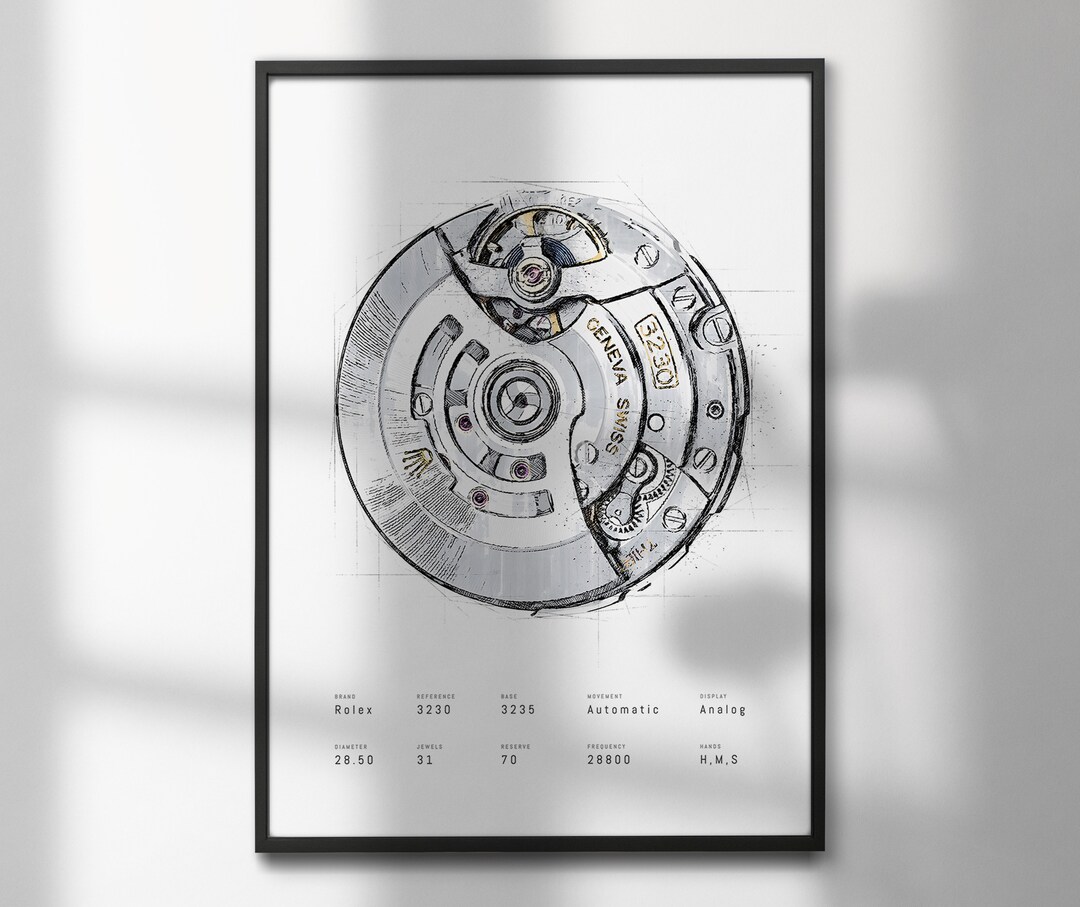 The Rolex Calibre 2236 Movement High-quality Watch Art Prints Perfect ...