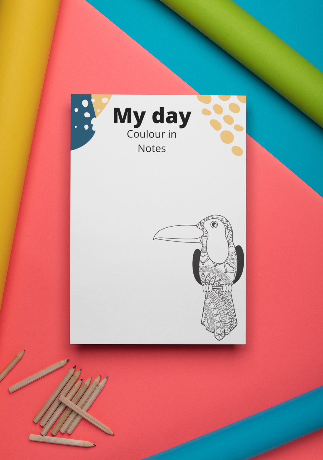 3+1,animals Printable Color in Note Planner,adult Cute Coloring Note ...