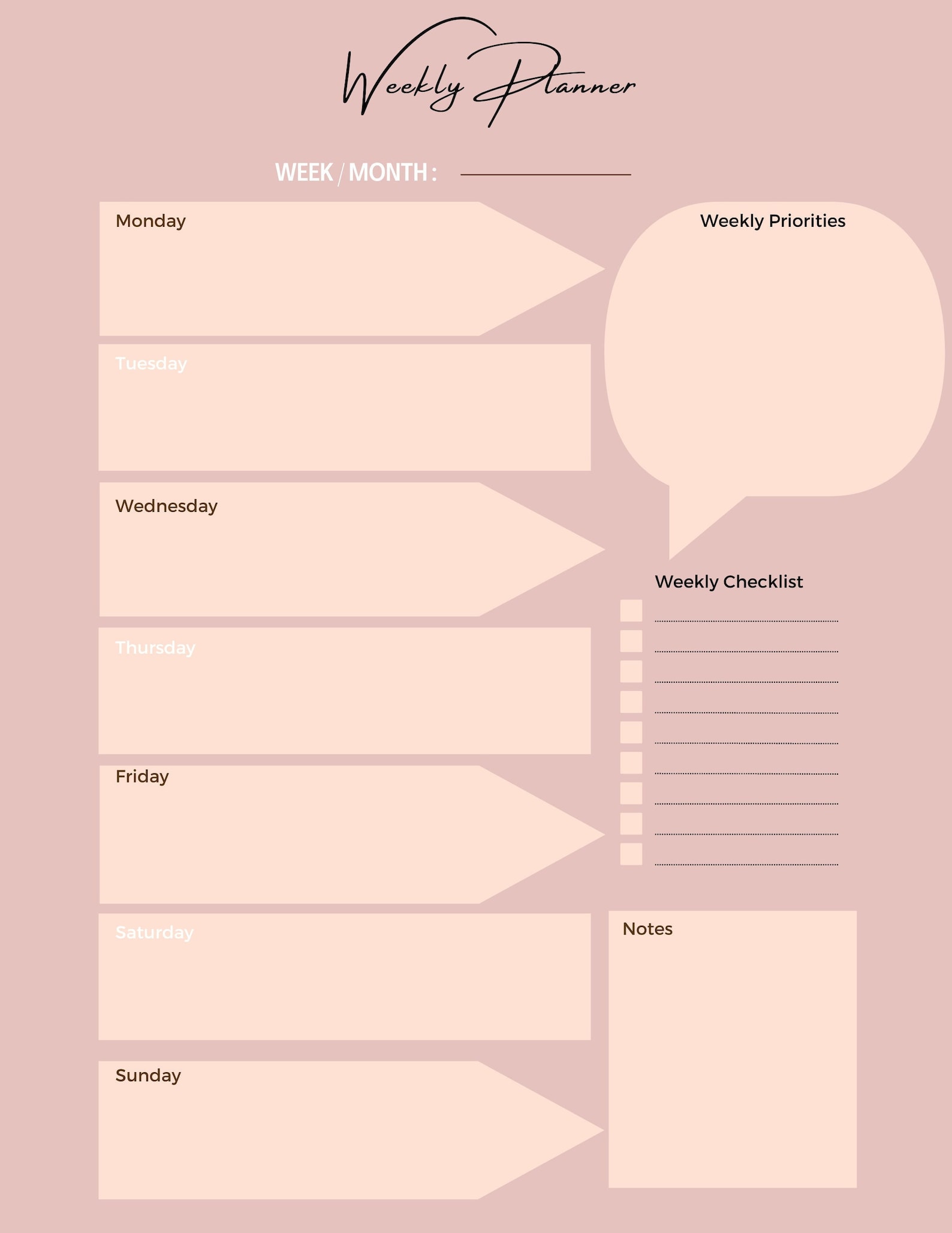 Weekly Planner Sheet - Etsy