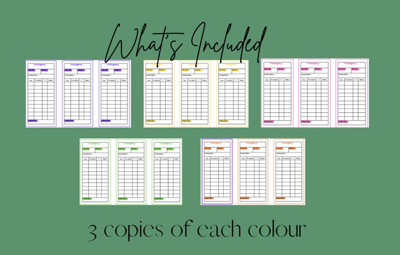 Simple Colourful Theme Spending Tracker Envelope Insert Printable, A6 ...