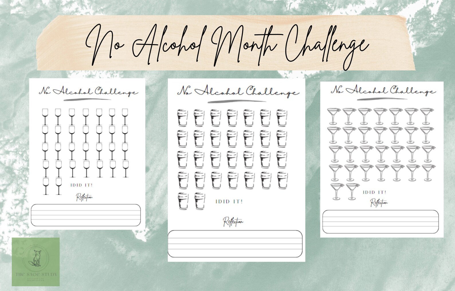 Alcohol Free Challenge, No Drinking Dry January Tracker, Dry July Sober ...