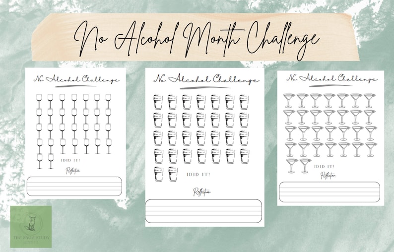 Alcohol Free Challenge, No Drinking Dry January Tracker, Dry July Sober ...