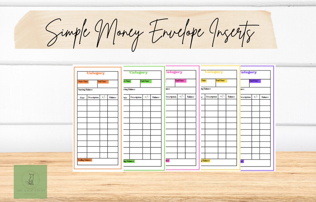 Simple Colourful Theme Spending Tracker Envelope Insert Printable, A6 ...