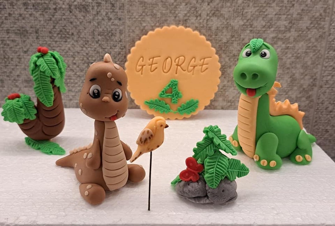 Edible Dinosaur Cake Topper Fondant Figurine Cake Decoration Dino ...