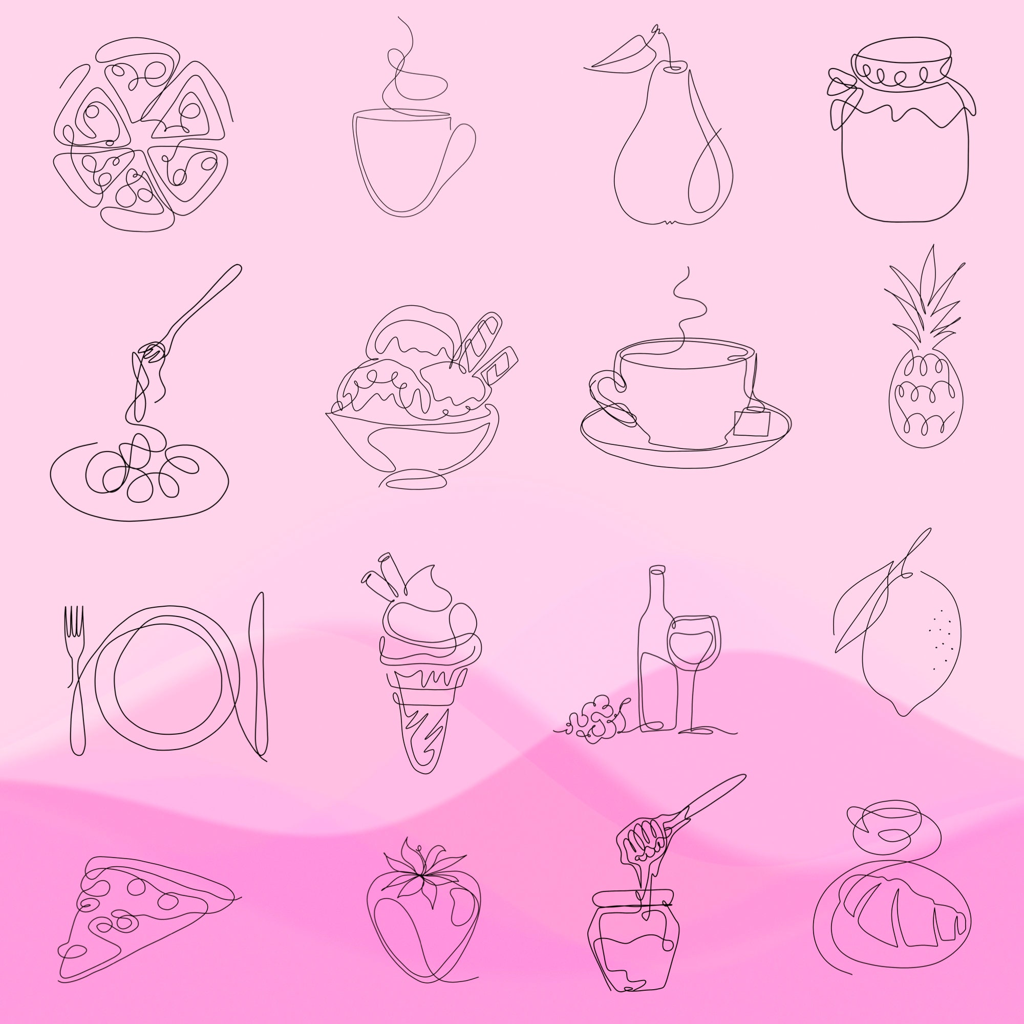 32 Food Line Art Stickers Svg Png Free Goodnotes Stickers - Etsy
