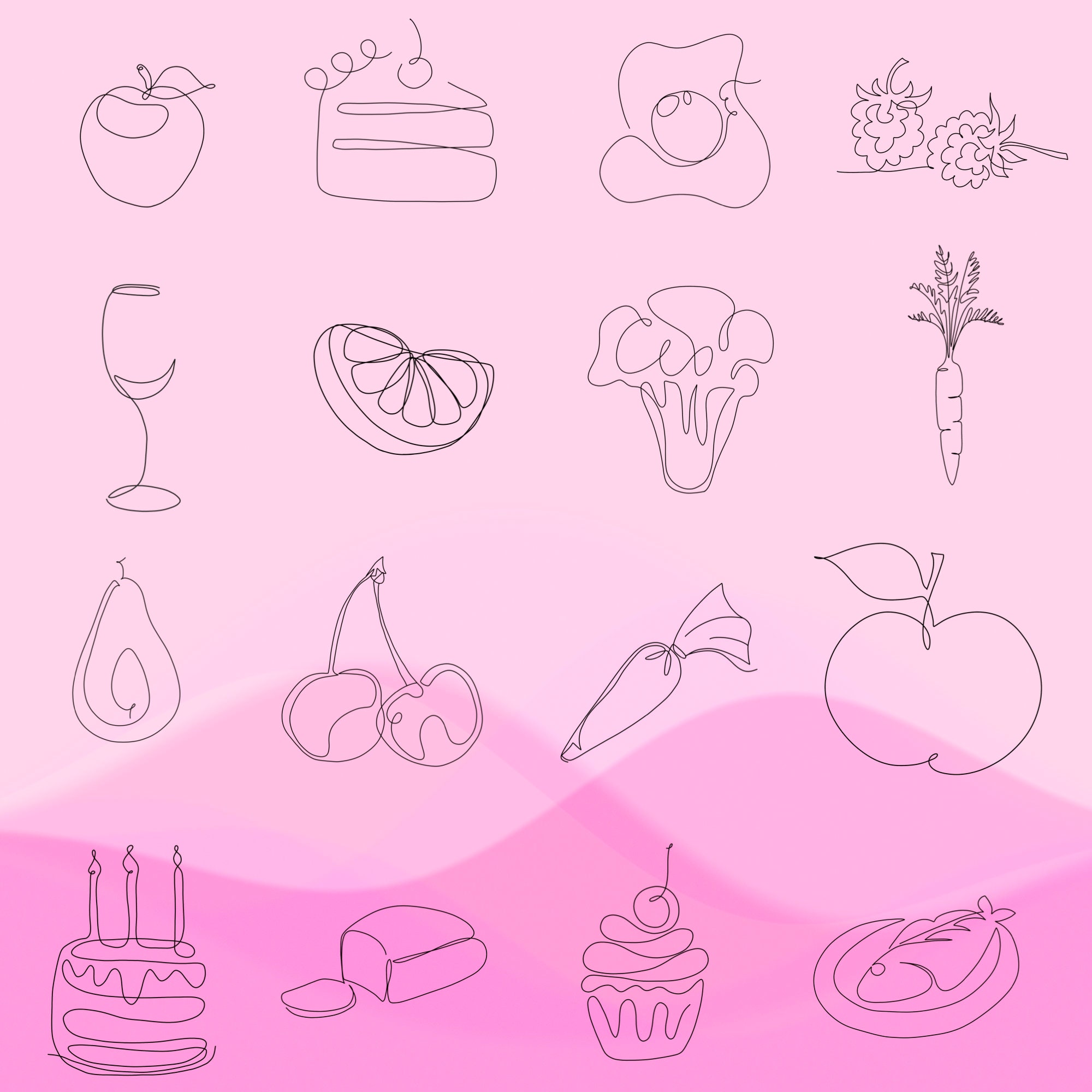 32 Food Line Art Stickers Svg Png Free Goodnotes Stickers - Etsy