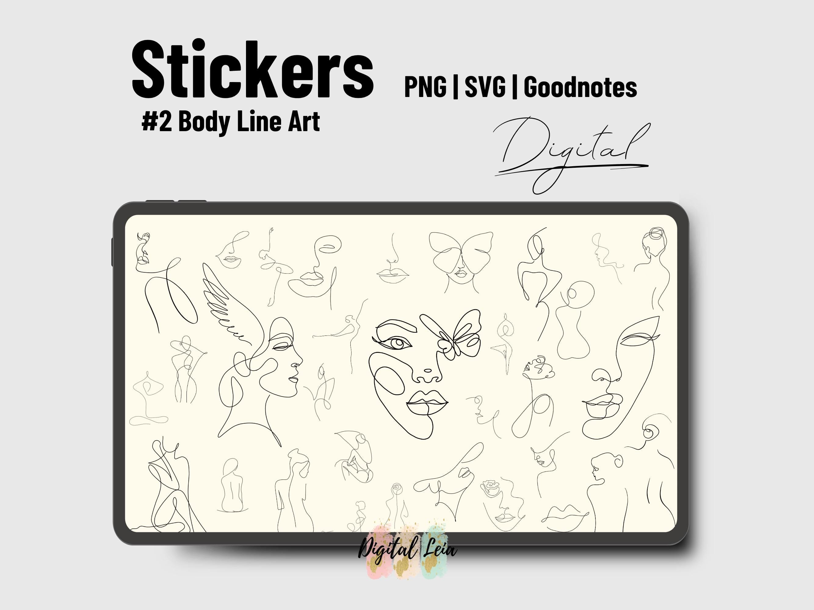 Body Line Art Stickers 300 Dpi PNG SVG Goodnotes Stickers Digital ...
