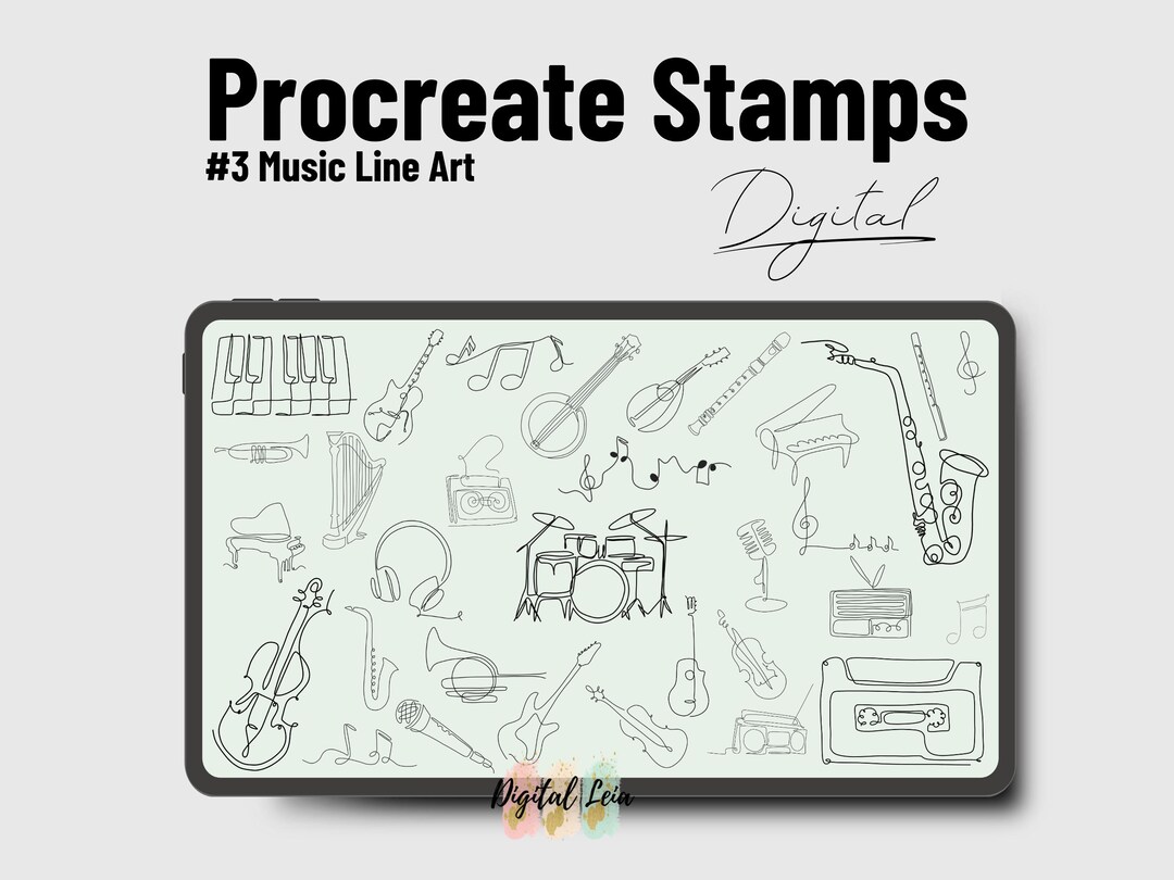 Music Line Art Procreate Stamps Digital - Etsy