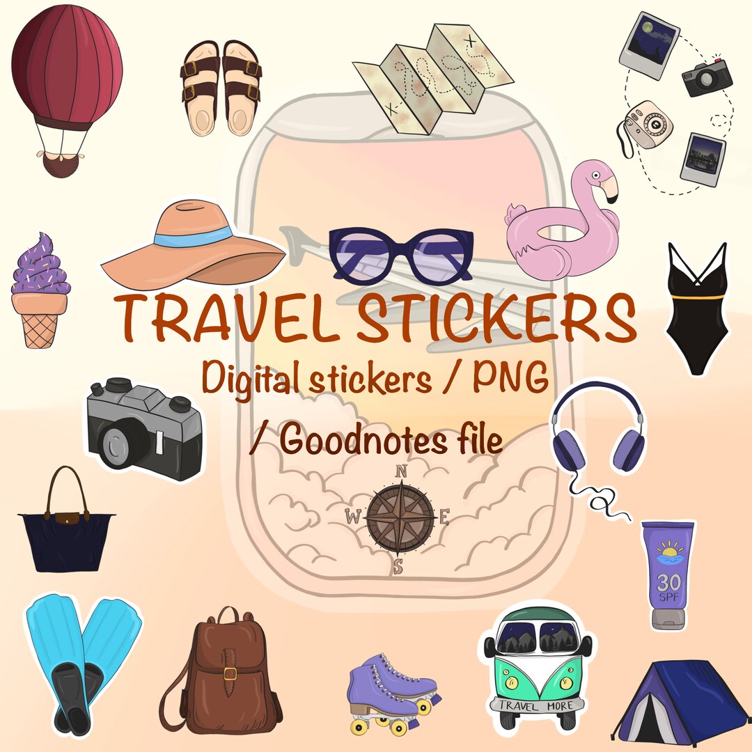 Digital Travel Stickers, 300 Dpi, PNG and Goodnotes File - Etsy