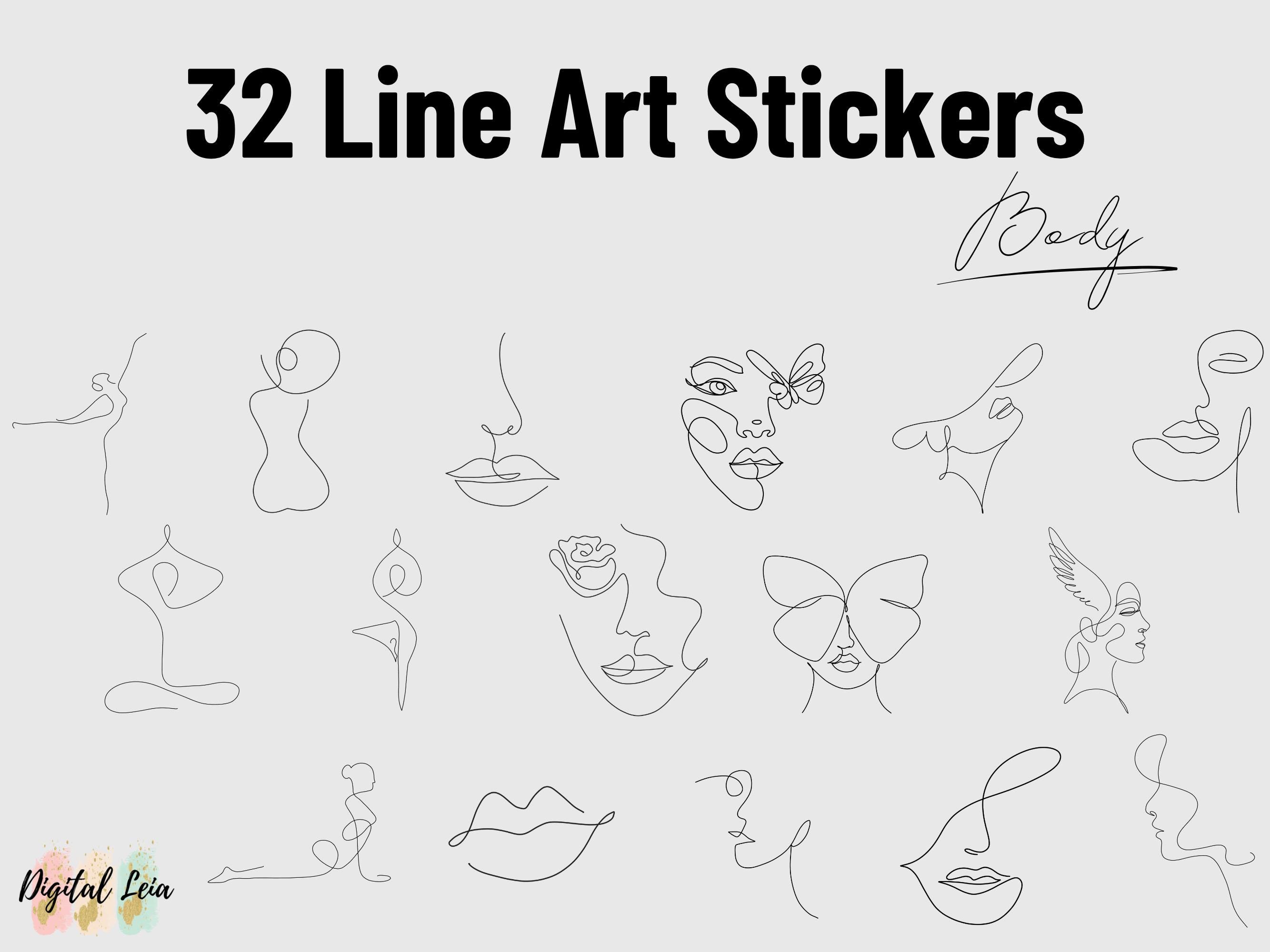 Body Line Art Stickers 300 Dpi PNG SVG Goodnotes Stickers Digital ...