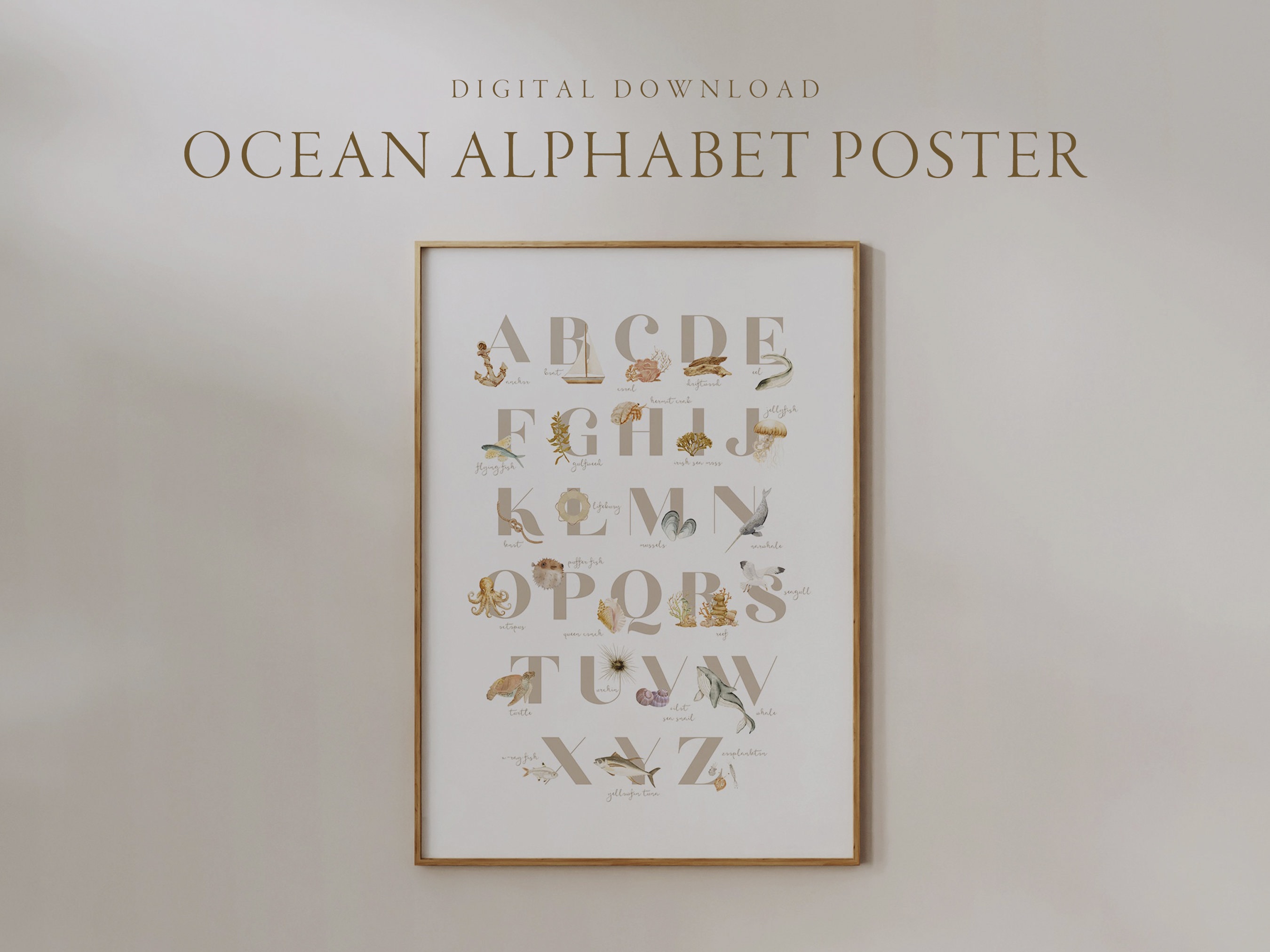 Ocean Alphabet Poster, Learn Letters, Learning Poster ABC Elementary ...