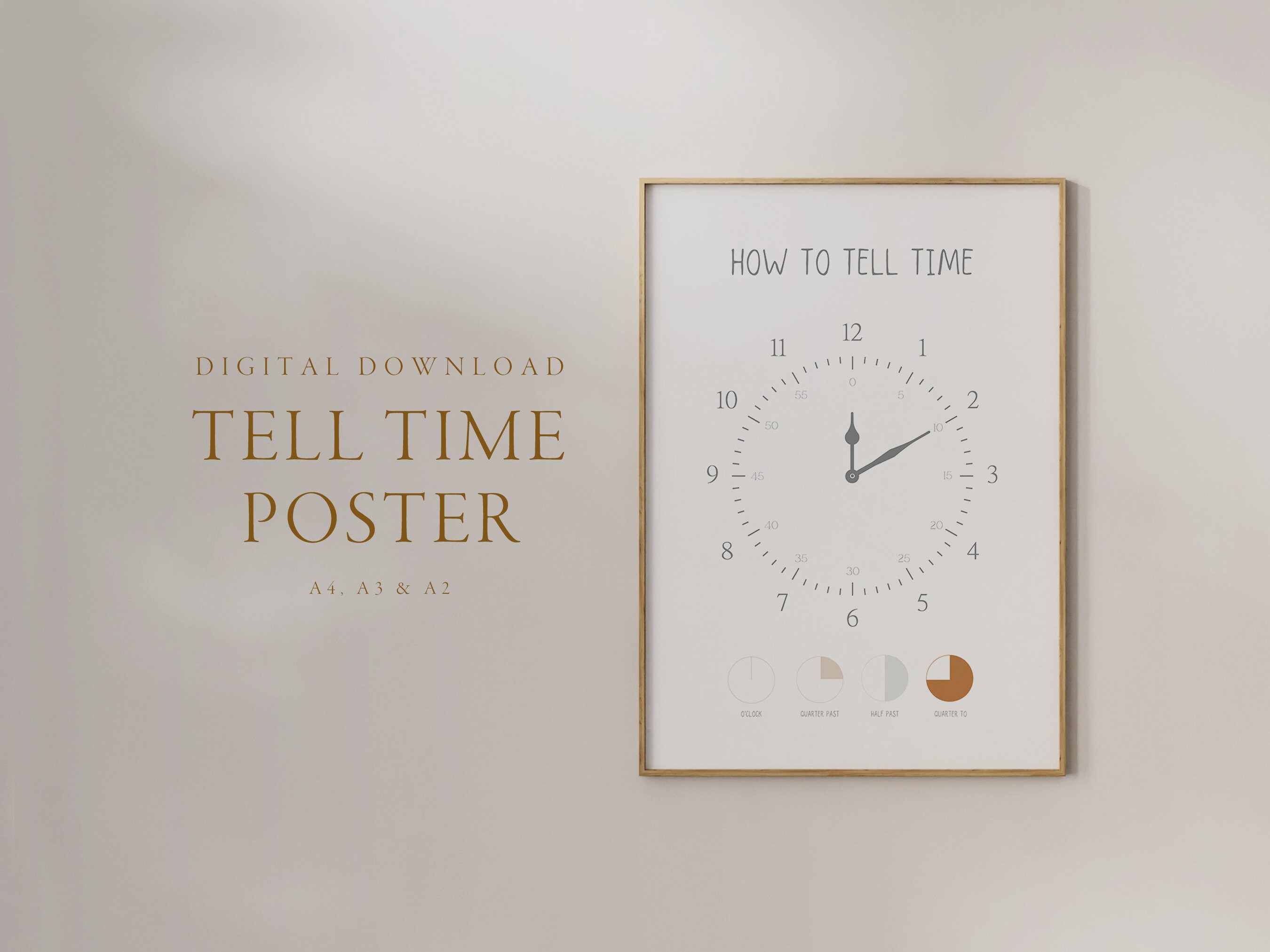 Telling the Time Poster Time Printable Playroom Decor Kids Educational ...