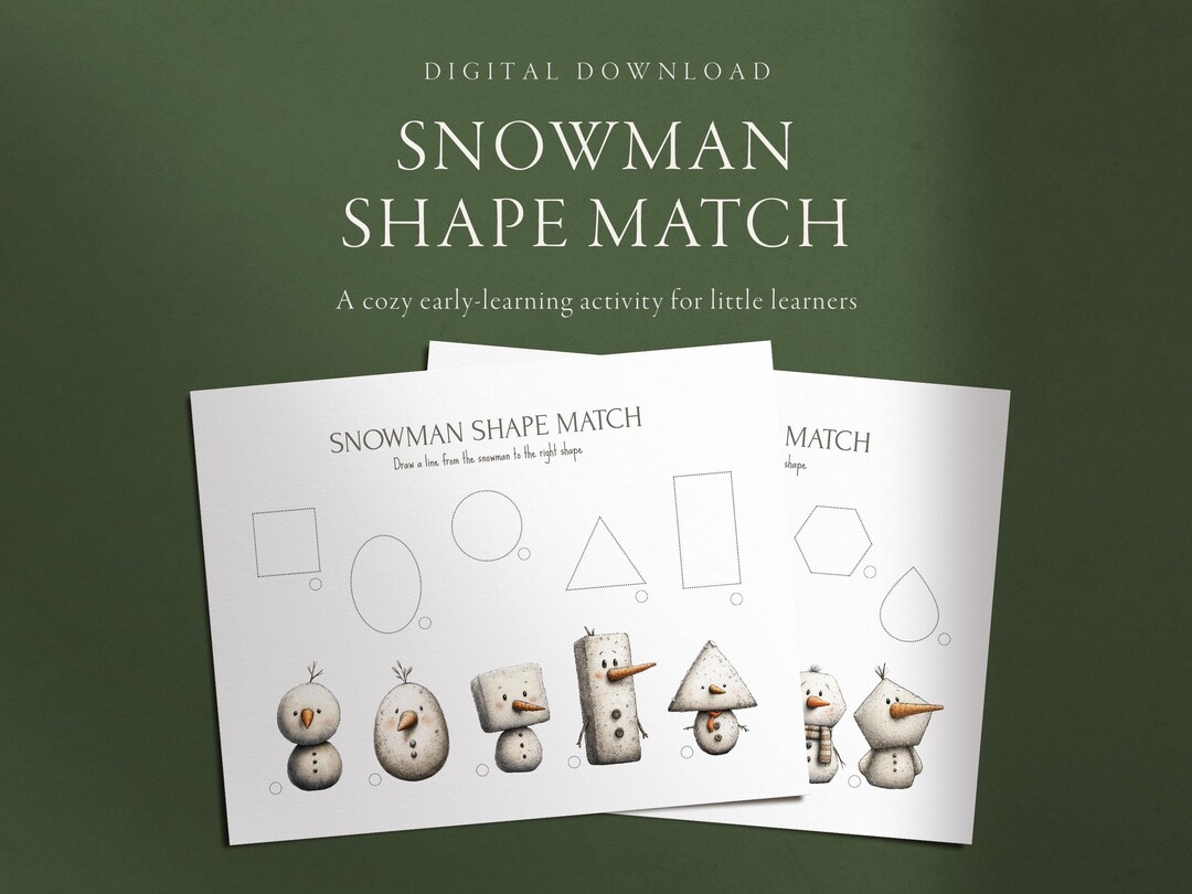 Snowman Shape Match • Winter Preschool Printable (digital Download) - Etsy