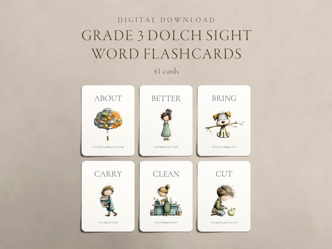 Grade 3 Dolch Sight Word Flashcards | 41 Printable Sight Words ...