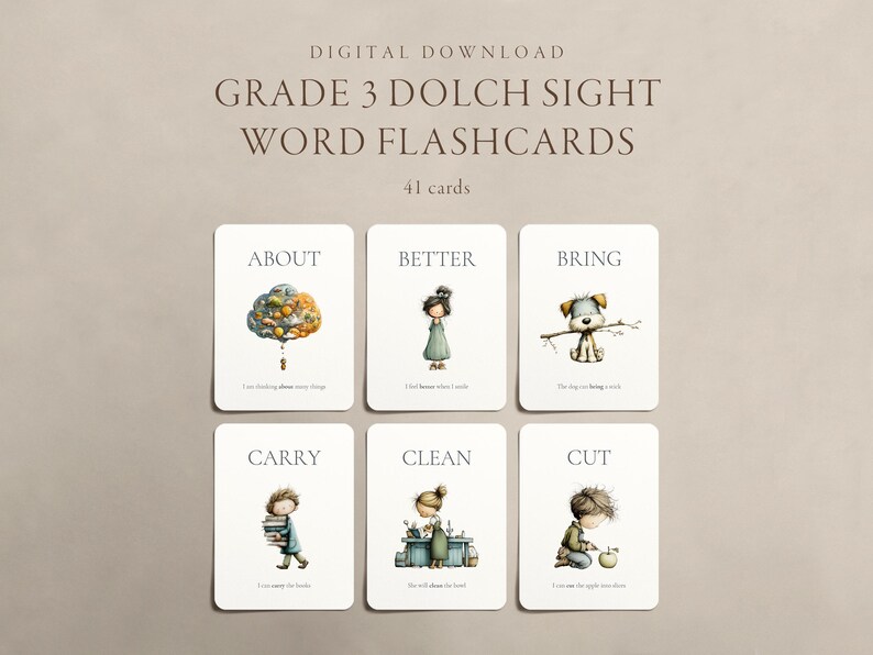 Grade 3 Dolch Sight Word Flashcards: Homeschool Reading (digital ...
