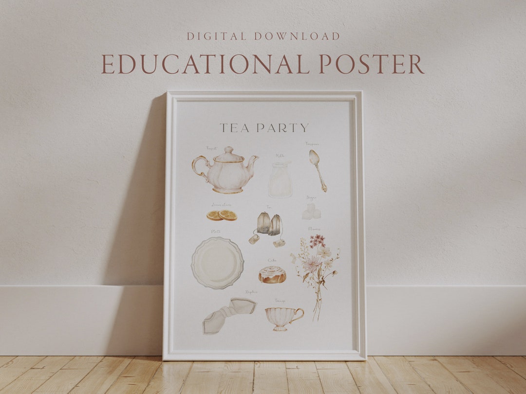 Educational Poster - Tea Party, Printable Wall Art, Nursery Decor ...