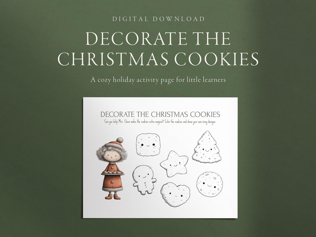 Christmas Cookies Coloring Page • Holiday Activity (digital Download ...