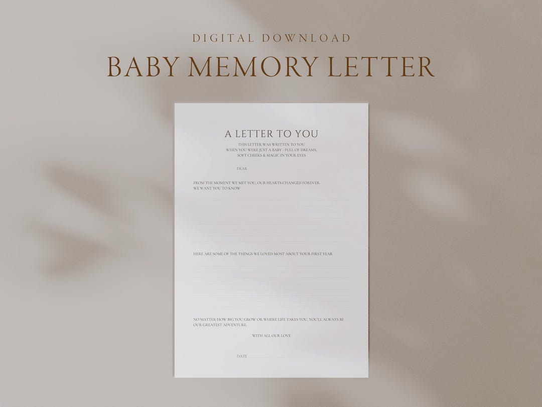 Baby Memory Letter - A Printable Letter to You Page for Baby Book ...