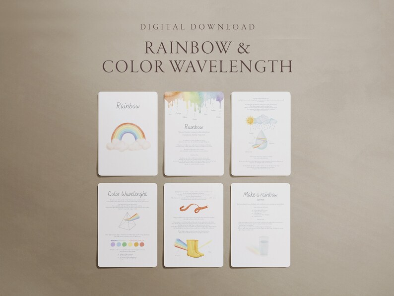 Rainbow and Color Wavelength Cards | Montessori Flashcards | Pre-school ...