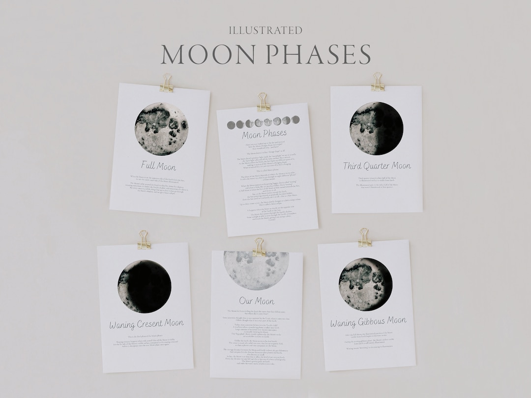 Moon Phases Flash Cards - Lunar Phases - PDF - DIGITAL - Moon Facts ...