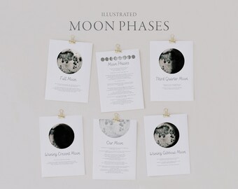 Moon Phases 3-part Cards - Lunar Phases - PDF - Montessori - Moon Facts ...