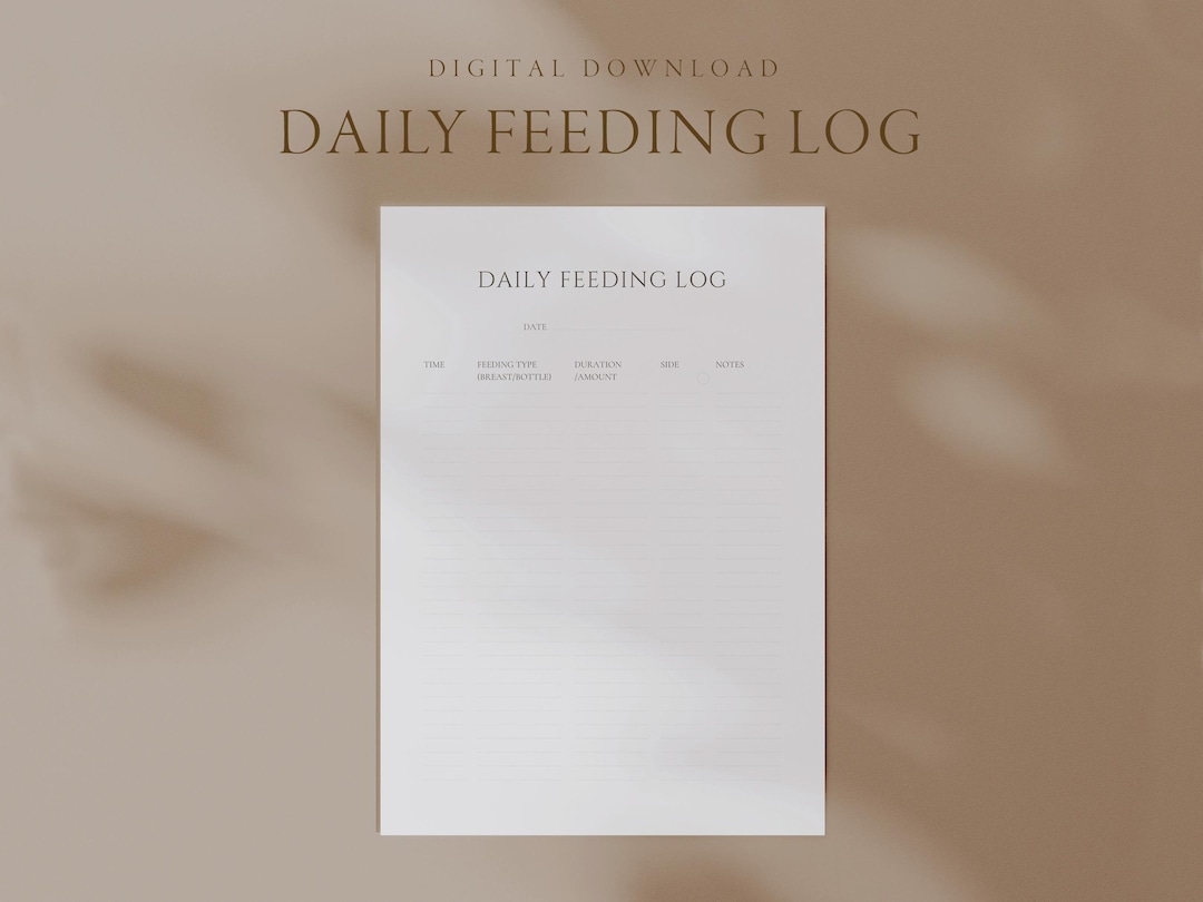 Baby Feeding Log Printable: Newborn Tracker Sheet (digital Download) - Etsy