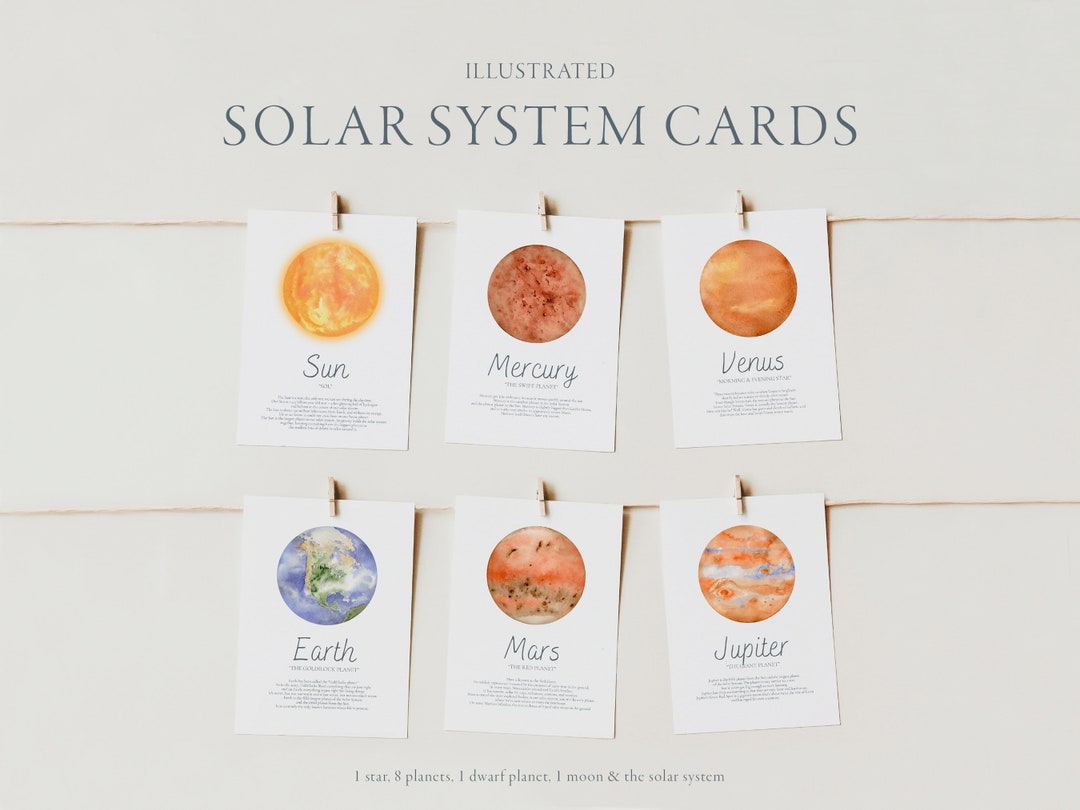 Illustrated Solar System Flash Cards - Solar System Cards - Homeschool ...
