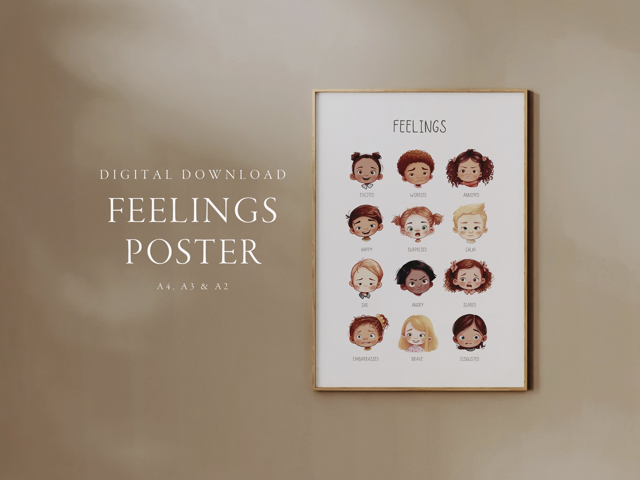Feelings Poster - Montessori Homeschool Decor - Feelings Chart ...
