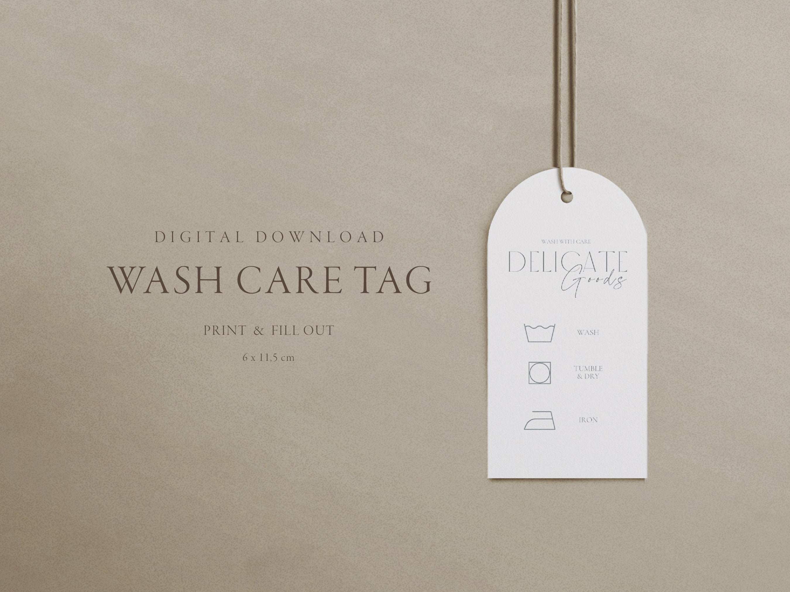 Printable Delicate Wash Care Detail Tag - Handmade Clothes Tag, PDF ...