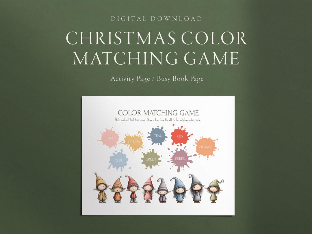 Christmas Elf Color Matching Game • Printable Holiday Worksheet ...