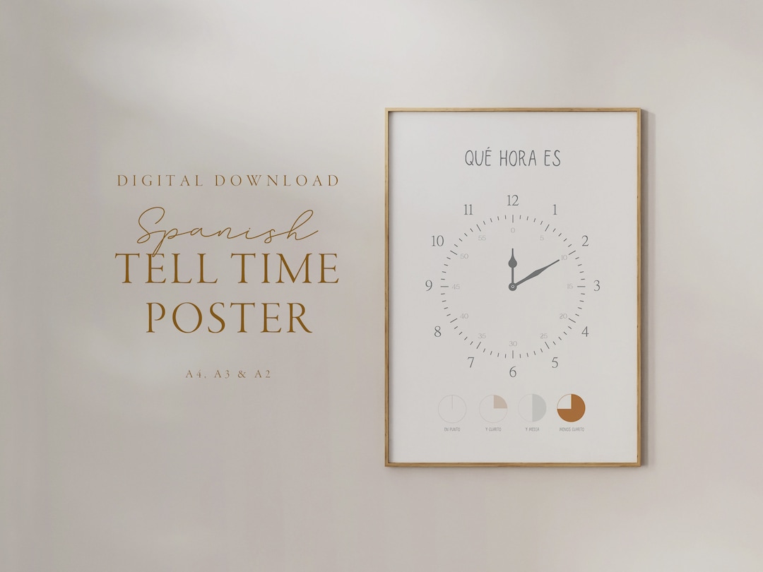 Qué Hora Es - Telling Time Poster - Spanish Language - Educational ...