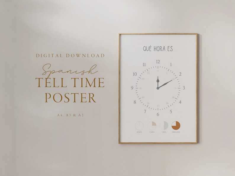 Qué Hora Es - Telling Time Poster - Spanish Language - Educational ...