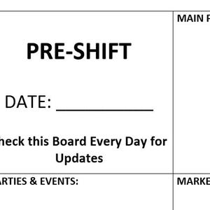 Pre Shift Memo Board Template (restaurant Management) - Etsy