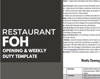 Restaurant Front of House Server Sidework Checklist Template (CLOSING) - Etsy