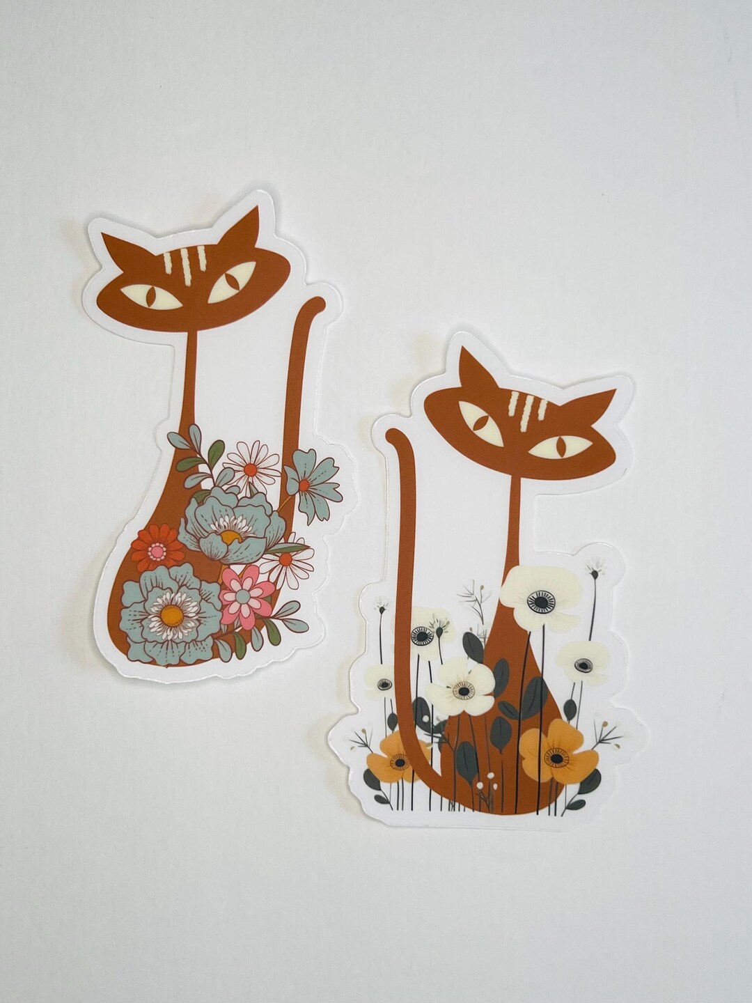 Ginger Atomic Cat Sticker Set of 2 | Retro Orange Cat Stickers With ...
